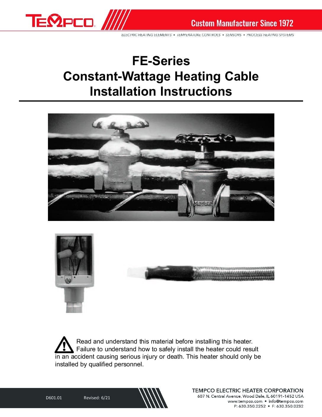 Heating Cable Installation Instructions: FE Series - Tempco