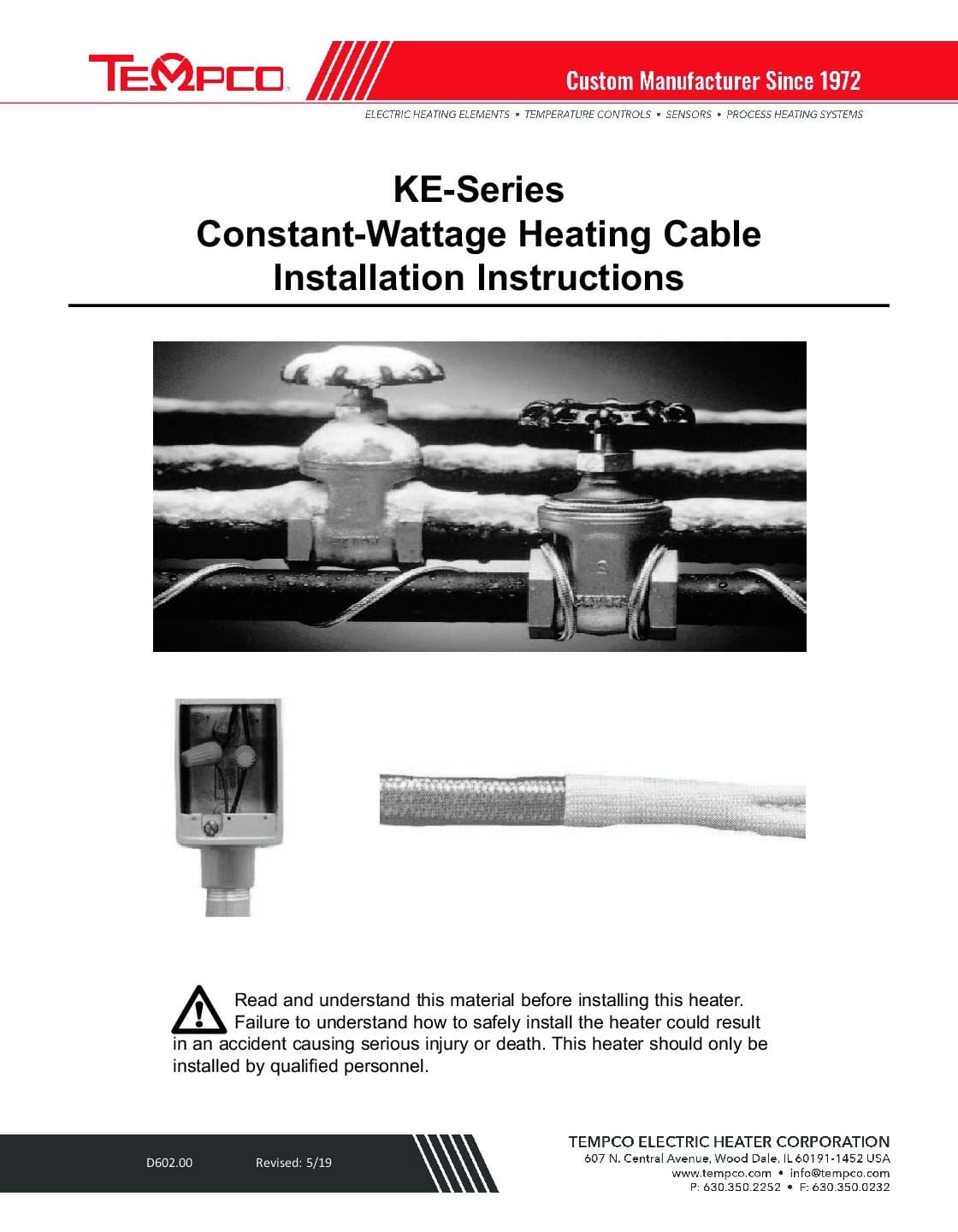 Heating Cable Installation Instructions: KE Series - Tempco