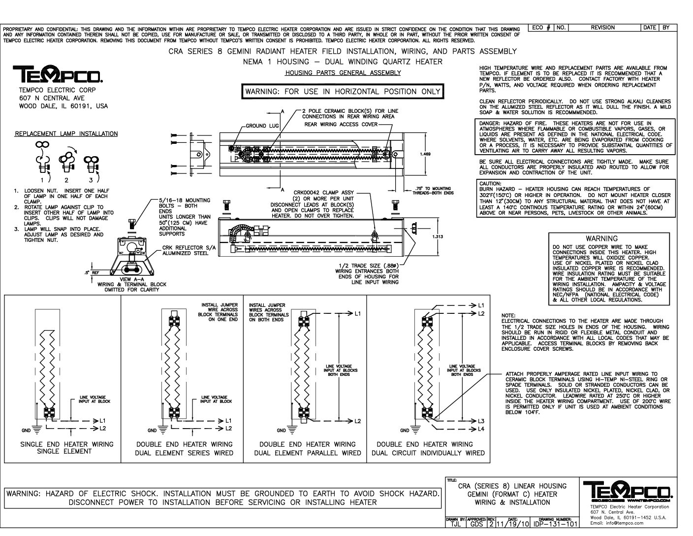 Radiant (Gemini) Heater in Linear Housing Series 8 - Tempco