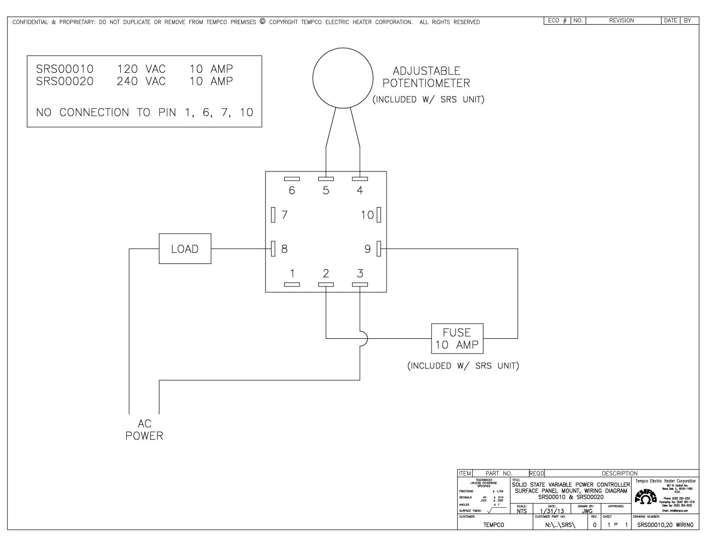 Solid State Variable Power Controller Wiring Diagram - Tempco