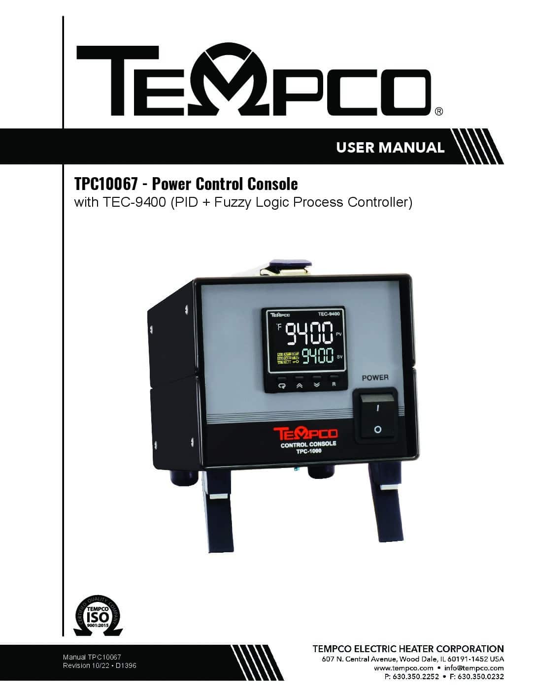 TPC10067 Power Control Console User Manual - Tempco